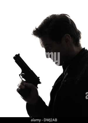 Portrait of a policeman holding a handgun Stock Photo - Alamy