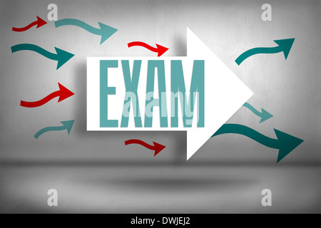 Exam against arrows pointing Stock Photo - Alamy