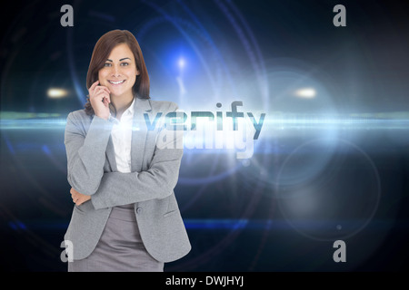 Verify against futuristic black and blue background Stock Photo - Alamy