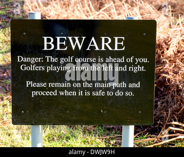Golf Danger sign Stock Photo - Alamy