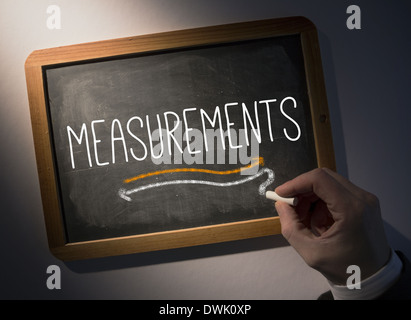 Hand writing Measurements on chalkboard Stock Photo - Alamy