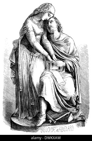 Abelard and Heloise. French scholar and nun embracing in the ...