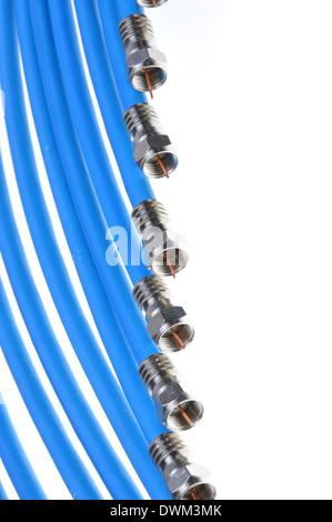 Bunch of blue coaxial cables with connectors Stock Photo - Alamy