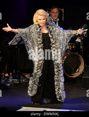 Joan Rivers performs at Vicar Street with notes for her routine taped ...