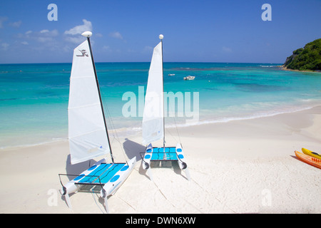 Beach and hobie cat, Long Bay, Antigua, Leeward Islands, West Indies ...