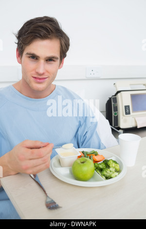 Patient in hospital with food, recovering in bed close up Stock Photo ...