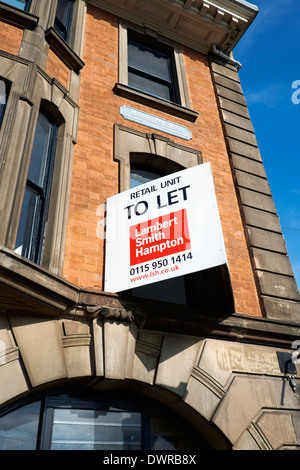 Commercial retail unit to let sign on a town centre building, England ...