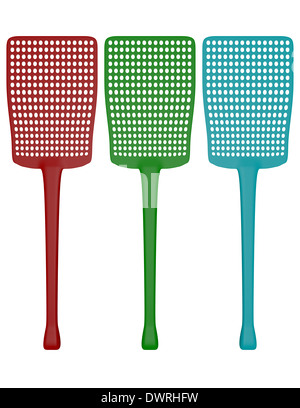 Red Fly Swatter, 3D rendering isolated on white background Stock Photo ...