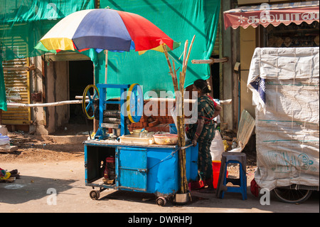 sugar cane juice or "ganne ka ras" with cut pieces cane on white ...