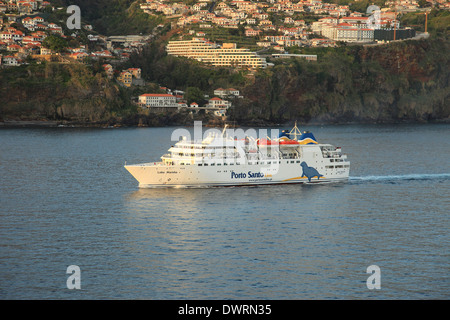 Porto Santo Line ferry mv Lobo Marinho entering Funchal harbor Madeira ...