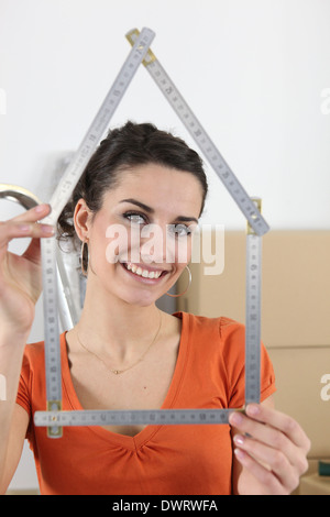 Metal folding rule, detail, folding ruler Stock Photo - Alamy