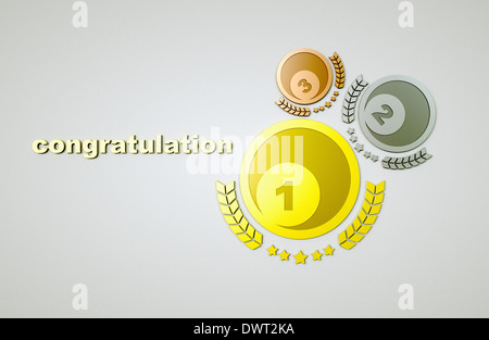 three medals with the position presented Stock Photo - Alamy