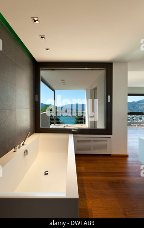 Modern apartment, bath with panoramic view Stock Photo - Alamy