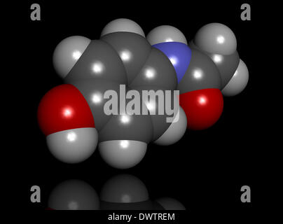 Paracetamol (acetaminophen) analgesic drug molecule. Used to reduce ...