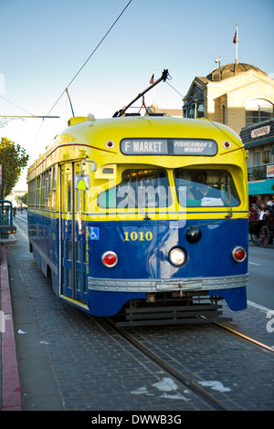 Trams on The Embarcadero, San Francisco, California, USA Stock Photo ...