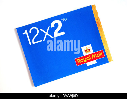 UK Royal Mail 2nd class Mailmark franked envelope isolated on a white ...