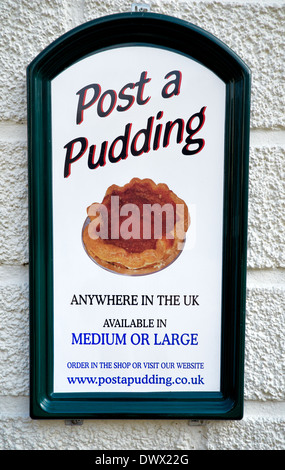Post a Pudding Sign UK Peak District Bakewell Stock Photo - Alamy