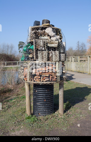 A man made habitat for insects and wildlife, often called a bug hotel ...