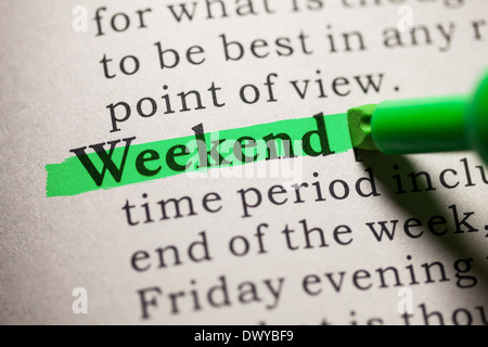 Fake Dictionary, definition of the word weekend Stock Photo - Alamy