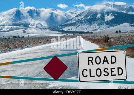 Traffic sign at a mountain pass "impassable", impassable road, Iceland ...