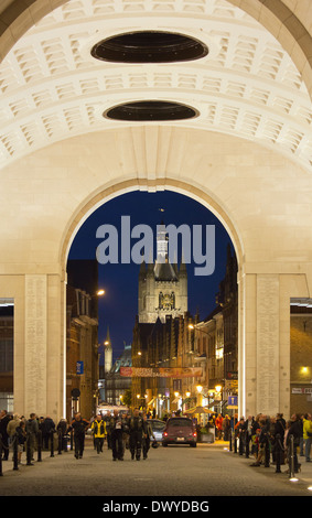 The Menin Gate and town square of Ypres, Belgium. The World War 1 ...