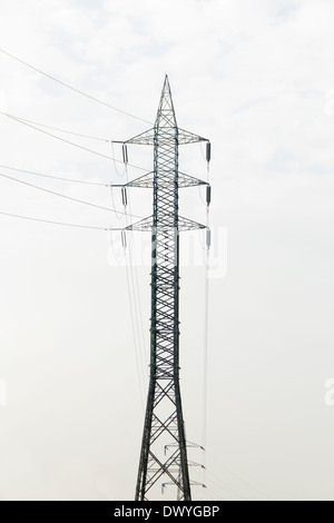 Electricity pylon and cables in an Indian street. Andhra Pradesh, India ...