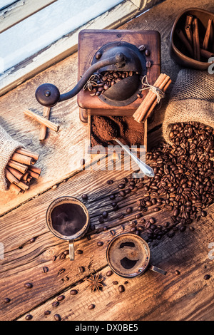 Smell of freshly brewed coffee with cinnamon Stock Photo - Alamy