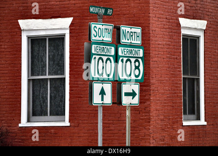 USA road signs, Stowe, Vermont VT United States of America Stock Photo ...