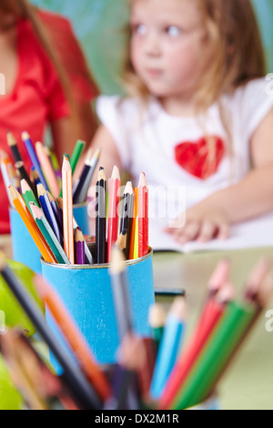 Kids crayons. Wooden drawing crayons Stock Photo - Alamy