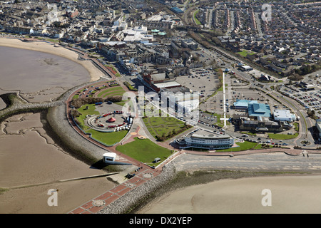 aerial view of Morecambe town, Morecambe Leisure Park, seafront, sea ...