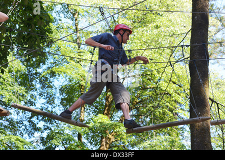 Tree walking with high ropes in Portugal Stock Photo - Alamy