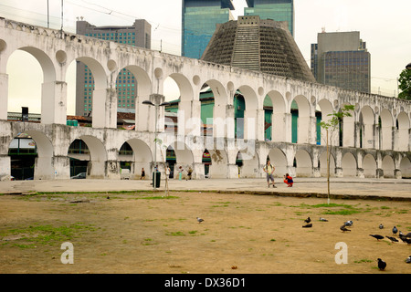 The Roman-style Arcos da Lapa aqueduct in Rio de Janeiro, this area of ...