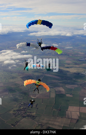 Aerial view of skydivers flying in air Stock Photo - Alamy