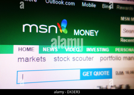 MSN MONEY online financial advice Stock Photo - Alamy