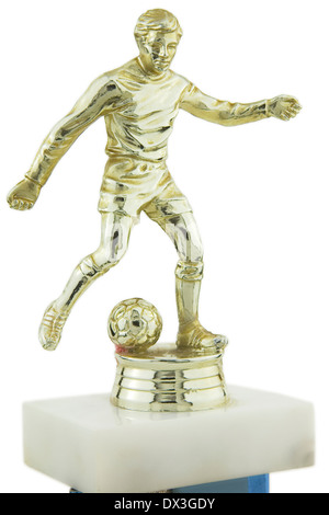 close up of a gold plastic football player trophy Stock Photo - Alamy