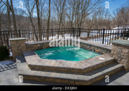 Outdoor Hot Tub In Winter Stock Photo - Alamy