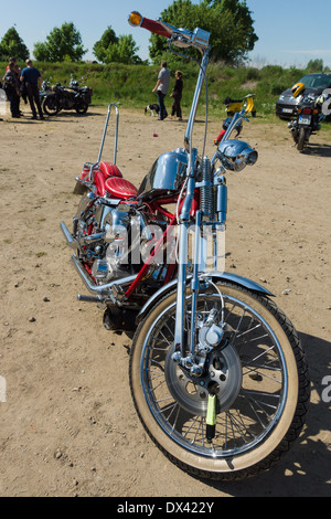 Custom chopper Harley Davidson motorcycle with a v twin panhead engine ...