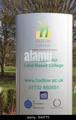 Sign for Hadlow Land Based College Stock Photo - Alamy