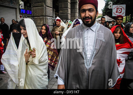 Tunis, Tunisia. 16th Mar, 2014. Tunisian women and men wearing ...