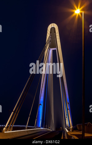 bridge whit blue light over the river Stock Photo - Alamy