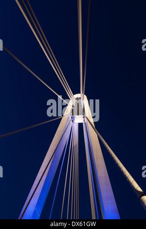 bridge whit blue light over the river Stock Photo - Alamy
