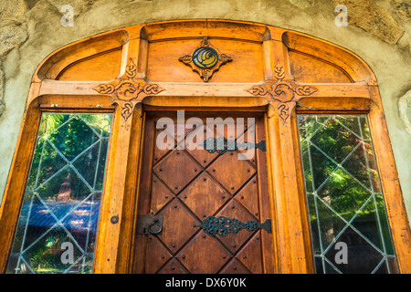 Main entrance at Vikingsholm castle, Emerald Bay State Park, Lake Tahoe ...