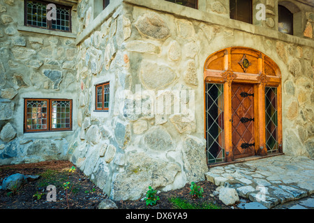 Main entrance at Vikingsholm castle, Emerald Bay State Park, Lake Tahoe ...