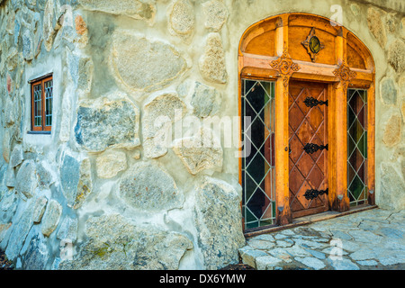 Main entrance at Vikingsholm castle, Emerald Bay State Park, Lake Tahoe ...