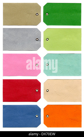 Different coloured gift tags Stock Photo - Alamy