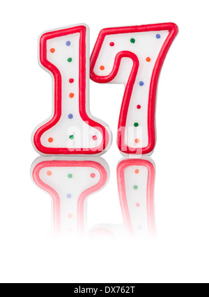 Birthday candles number seventeen isolated on white background Stock ...