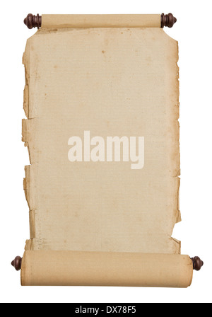 Vintage crumpled paper scroll on wooden board Stock Photo - Alamy