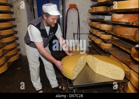 alpine dairy with Emmental cheese in Ofterschwang-Hüttenberg, Allgäu ...