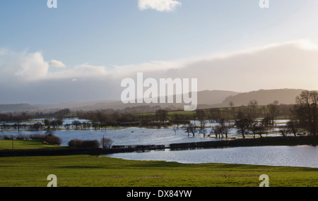 The flooded River Clun near Clungunford, Shropshire, UK Stock Photo - Alamy