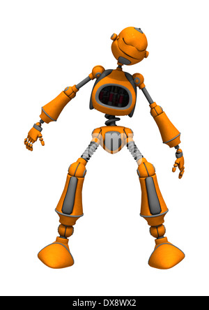 3D digital render of a cute shutdown robot isolated on white background ...